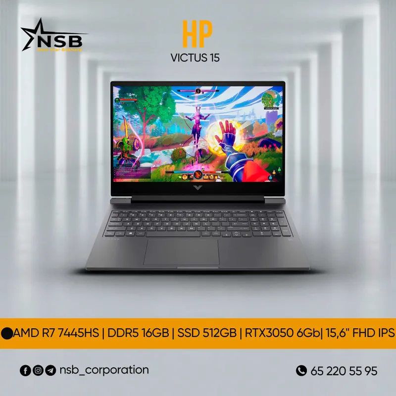 HP Victus AMD Ryzen 7 7445HS DDR5 16Gb SSD 512Gb RTX 4050 6Gb - BirBir